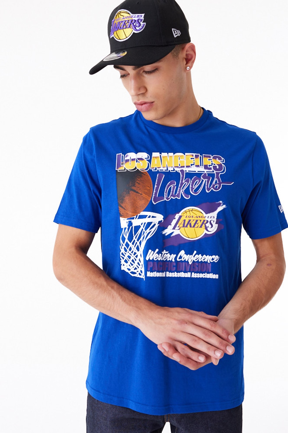 New Era, Tricou cu Los Angeles Lakers NBA, Albastru inchis, L - eMAG.ro