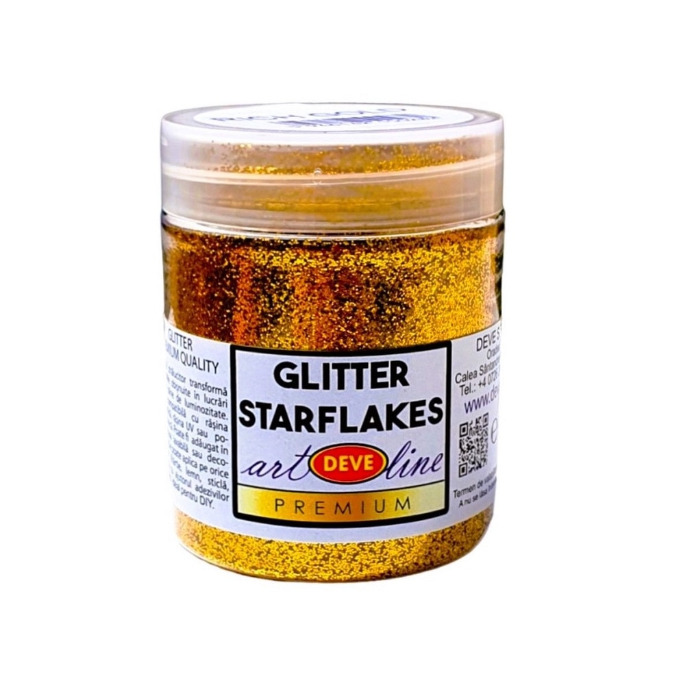 Pigment glitter starflakes metalic vision, DEVE, 50gr, auriu bogat ...