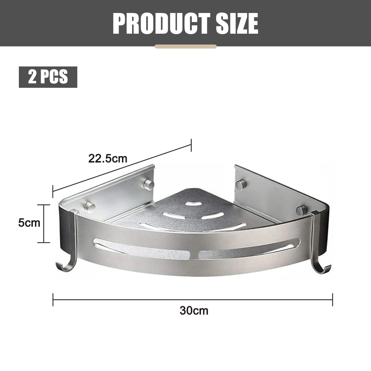 Set 2 rafturi de colt pentru baie, aluminiu mat, 31x22.5x6cm - eMAG.ro