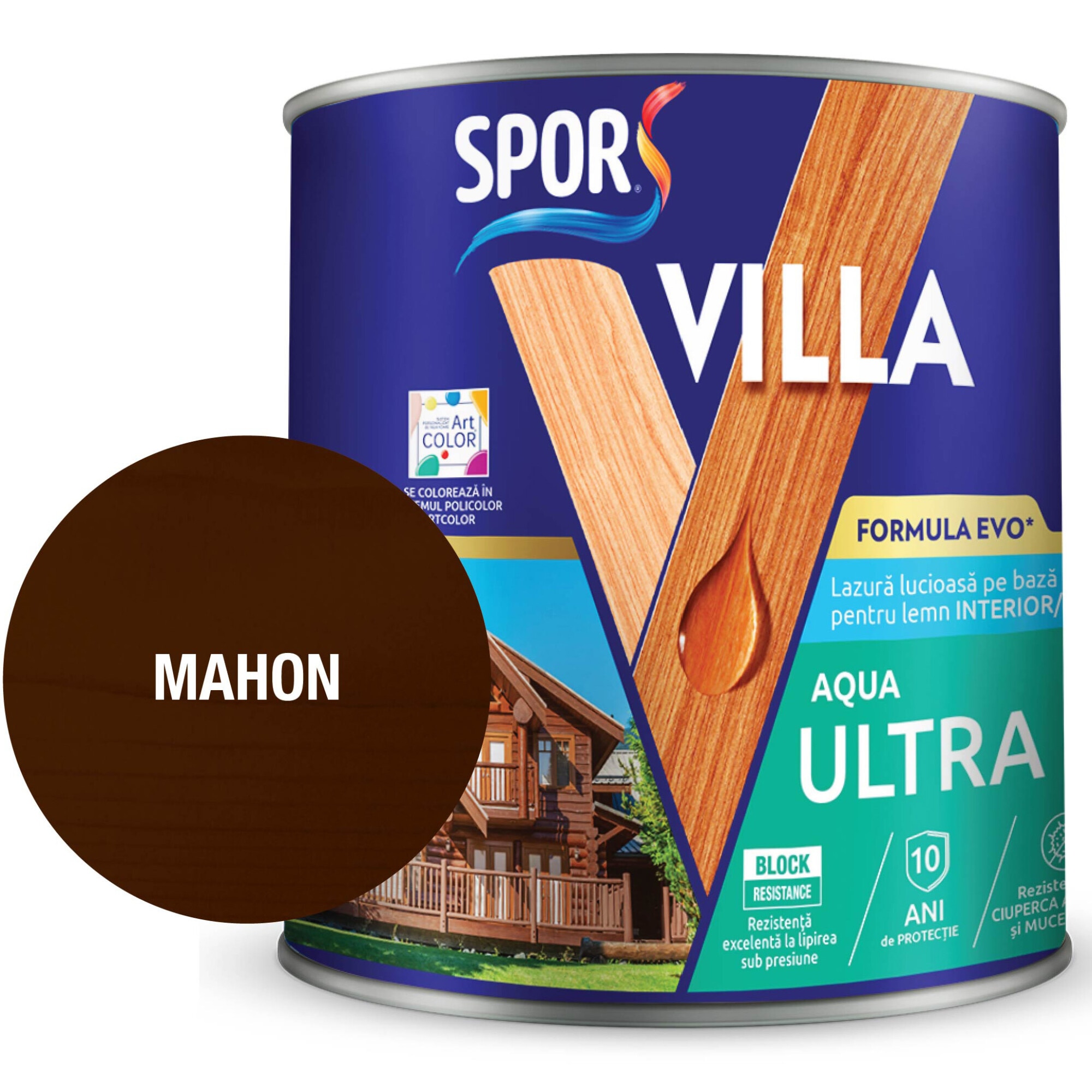 Lazura lucioasa SPOR Villa ULTRA pe baza de apa, Mahon, 0.75L - eMAG.ro