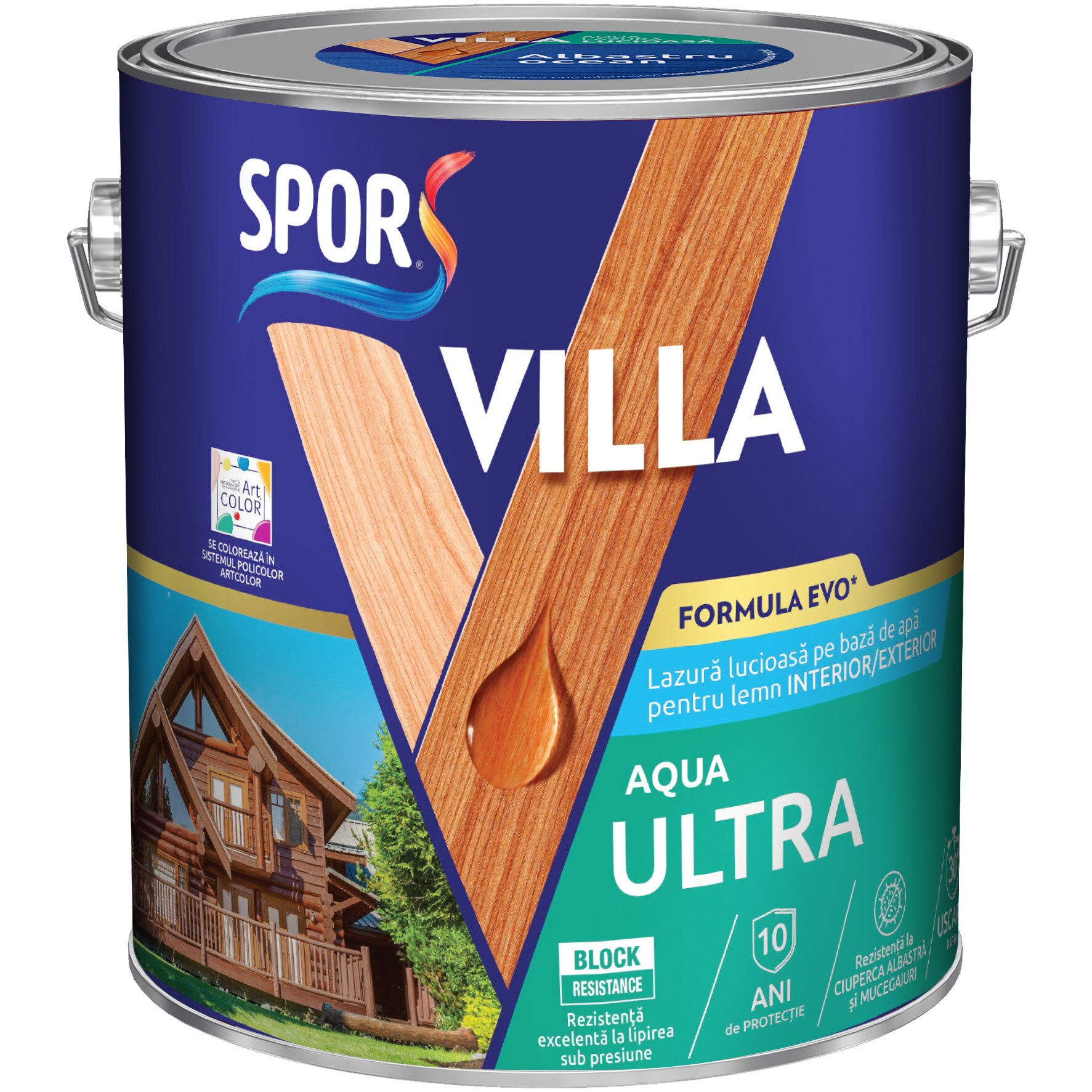 Lazura lucioasa SPOR Villa ULTRA pe baza de apa Mahogany, 2.5L - eMAG.ro