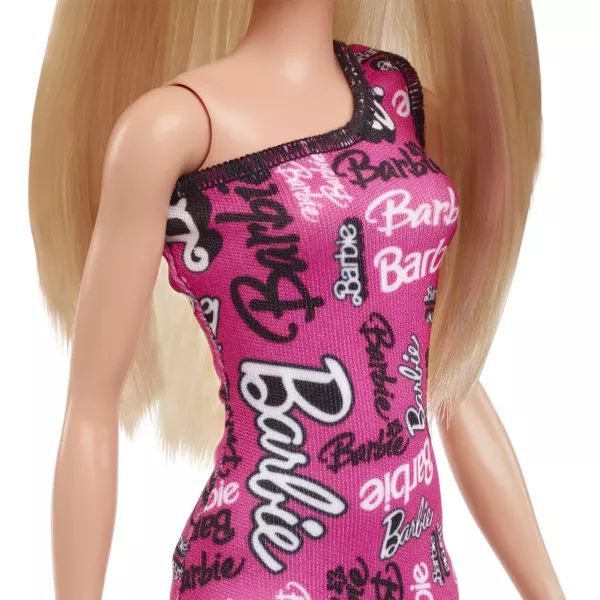 Papusa Barbie Fashion Doll cu Parul Blond si Rochie Roz, 32cm - eMAG.ro