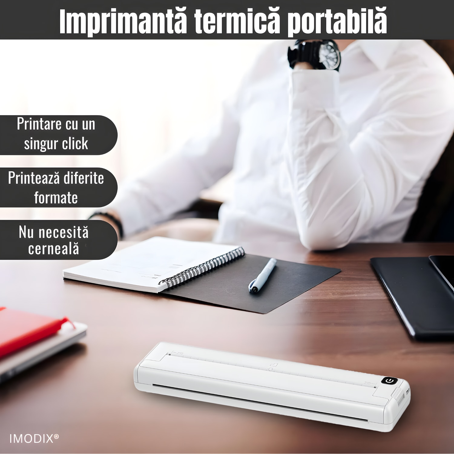 Imprimanta Termica Portabila A4, IMODIX®, Compacta, Bluetooth, USB ...