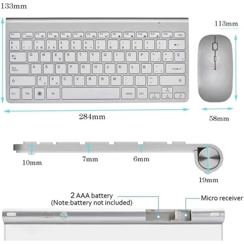 Kit Tastatura si Mouse wireless MOSMAOO®, Subtire si usoara, Tacut, 78 ...