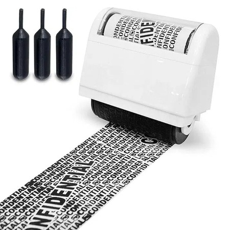 Address Blocker Stamp, Wide Roller Stamp, Including 3-Pack Refills Confidential Roller Stamp ...