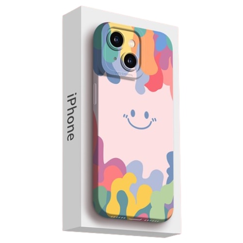 Husa telefon, protectie completa, model zambet 3D, Pentru iPhone 15 roz ...