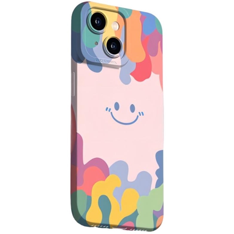 Husa telefon, protectie completa, model zambet 3D, Pentru iPhone 15 roz ...