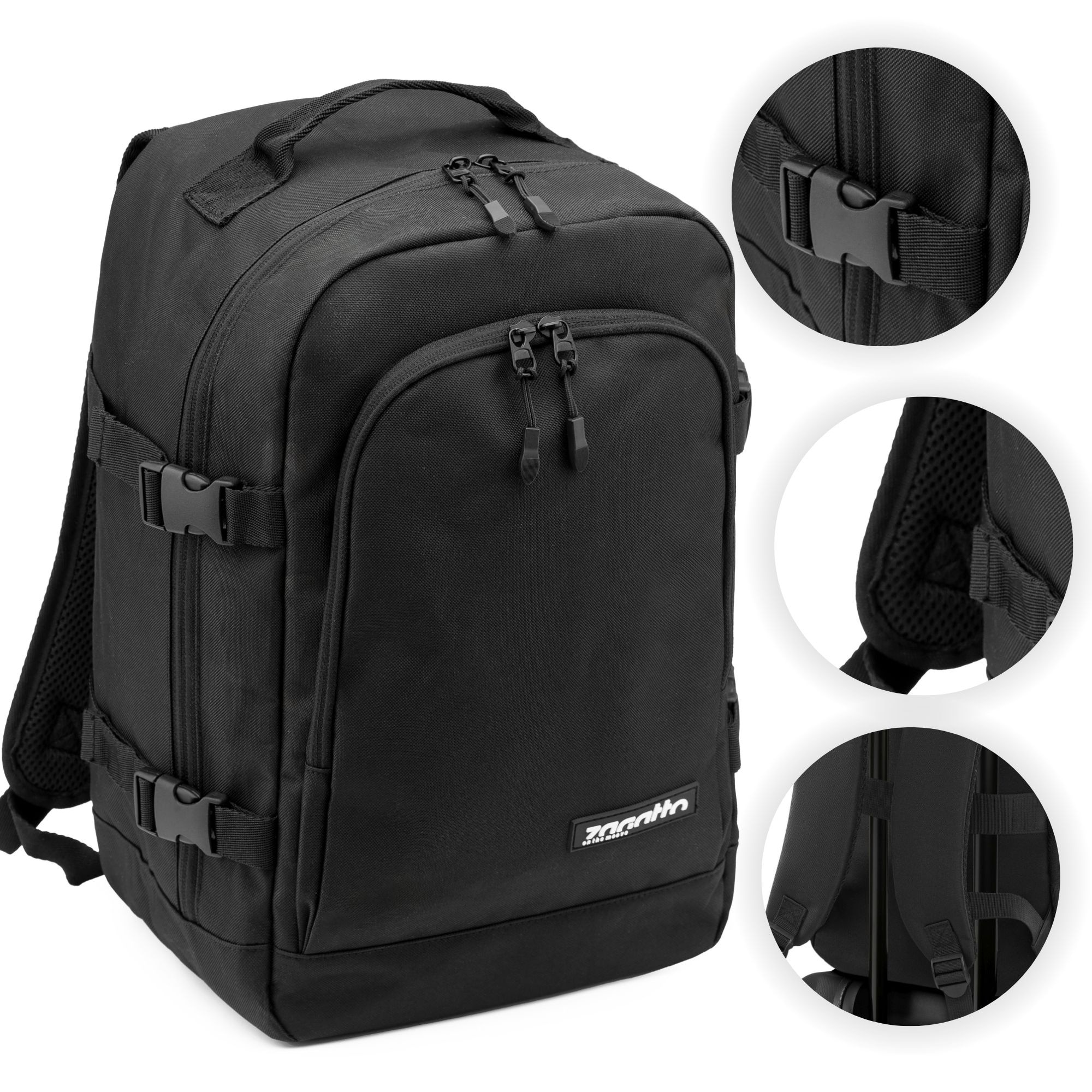 Rucsac de voiaj, Negru, Zagatto, 40x20x25 cm, 20L, Compatibil Ryanair ...