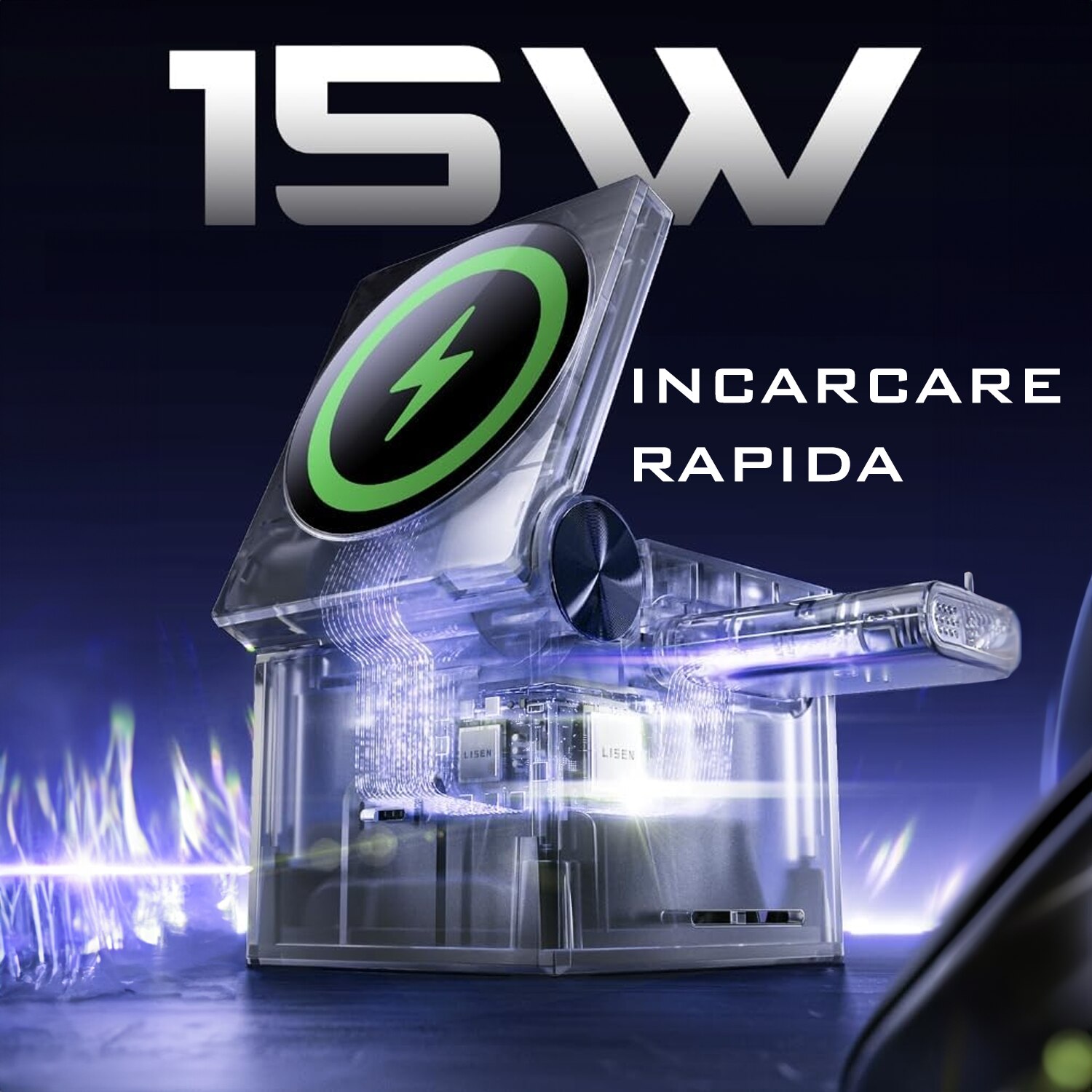 Incarcator Wireless 3 in 1 Magsafe, Portabil, Pliabil fara fir, Fast ...