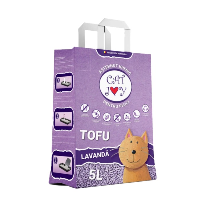 Asternut igienic pentru pisici Cat Joy, Tofu, Lavanda, 5L - eMAG.ro