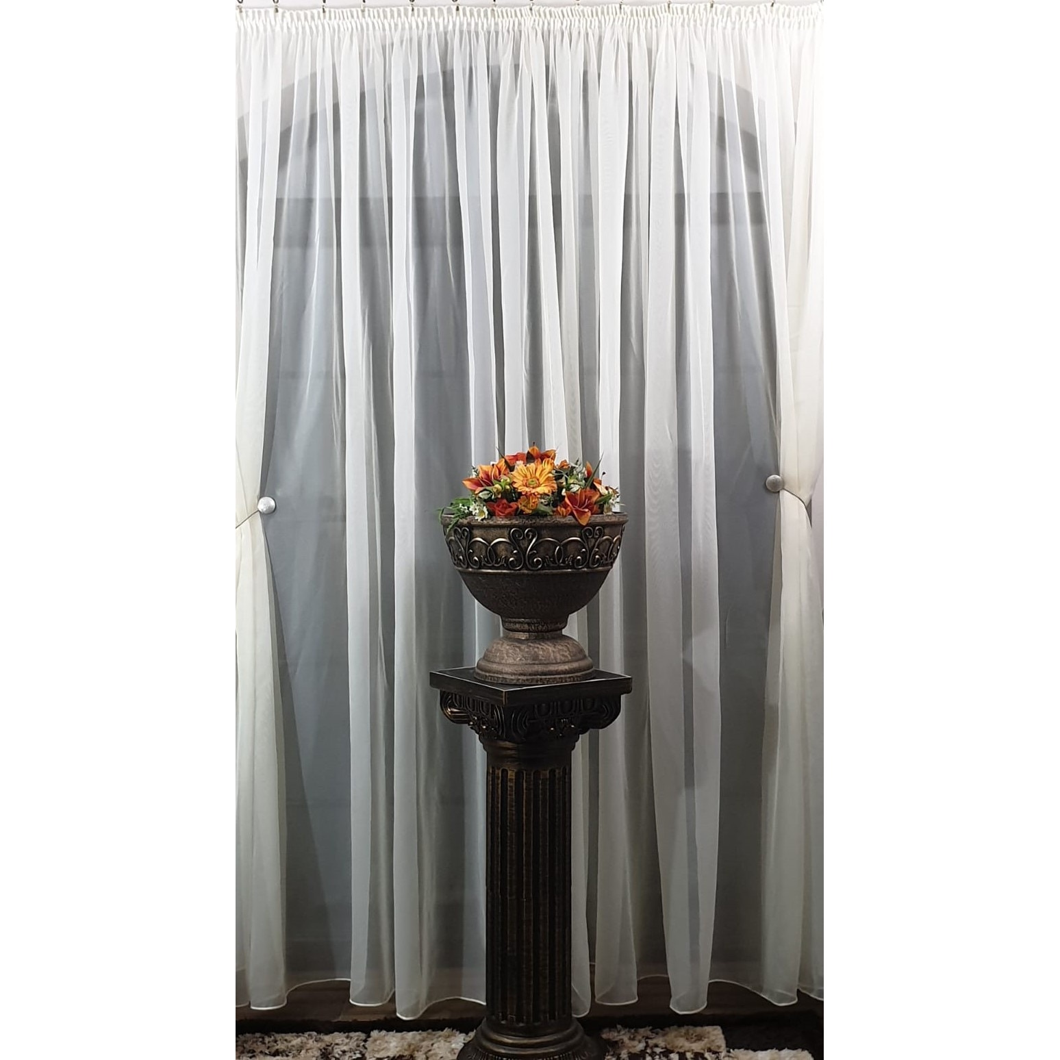 Перде 600x245см семпъл воал MASTEL с кант в цвят слонова кост - eMAG.bg