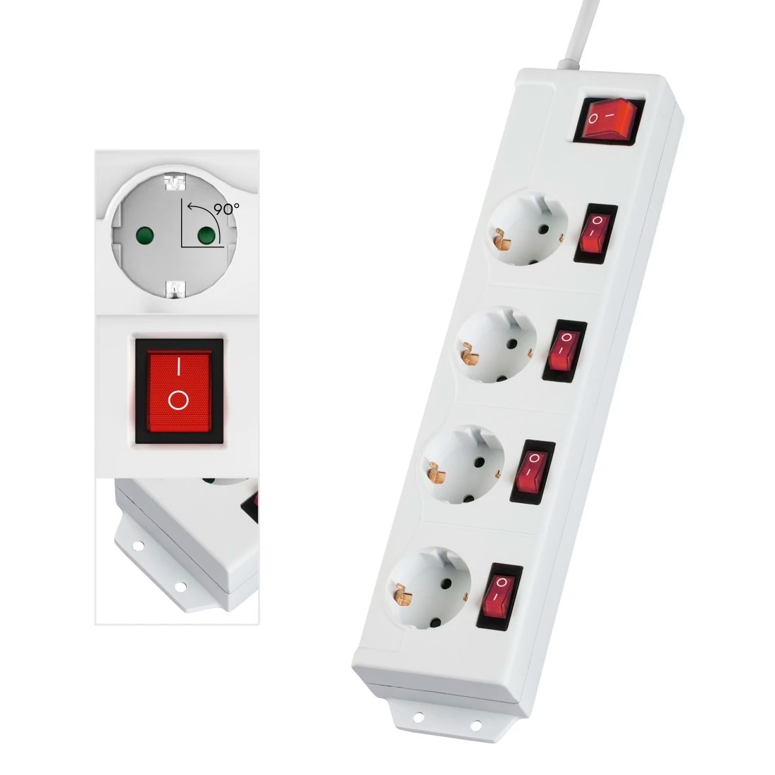 Prelungitor Hama 00223121, intrerupatoare individuale, montare pe ...