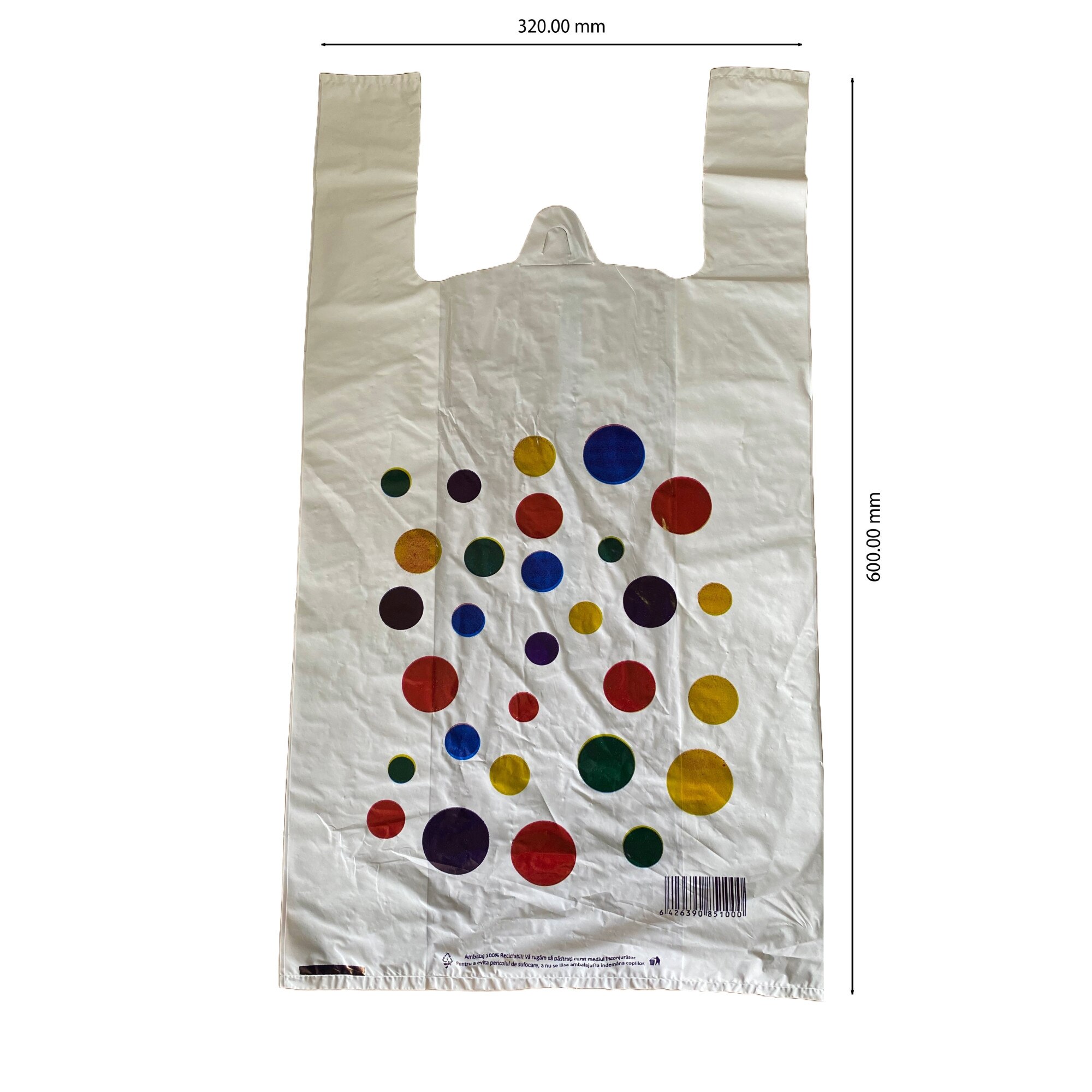 Set 50 bucati, Punga Plastic Reciclat, tip Maieu, 320x600 mm, Sarcina 8 ...