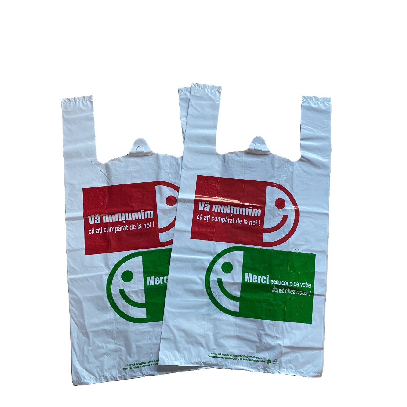Set 50 bucati, Punga Plastic Reciclat, tip Maieu, 320x600 mm, Sarcina 8 ...