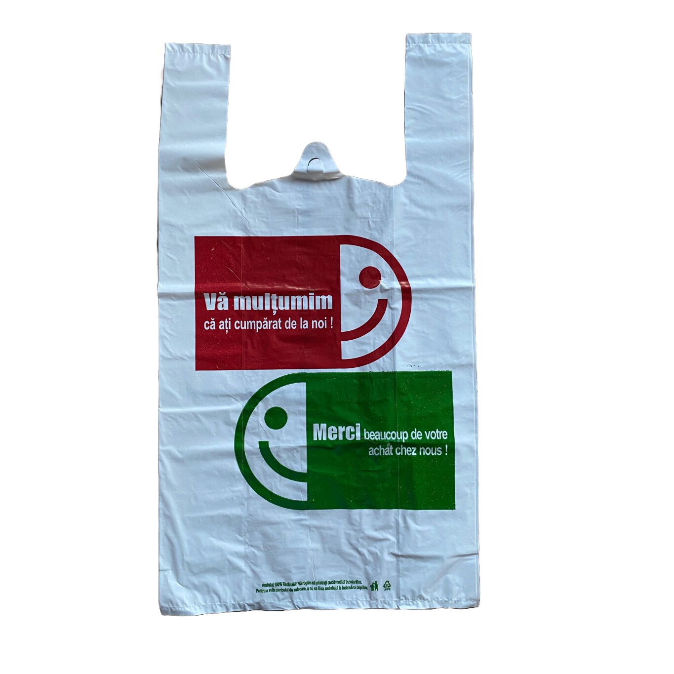 Set 50 bucati, Punga Plastic Reciclat, tip Maieu, 320x600 mm, Sarcina 8 ...
