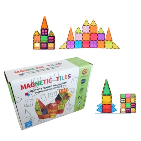 Set de constructie, 78 piese, magnetice, educative, multicolor ...