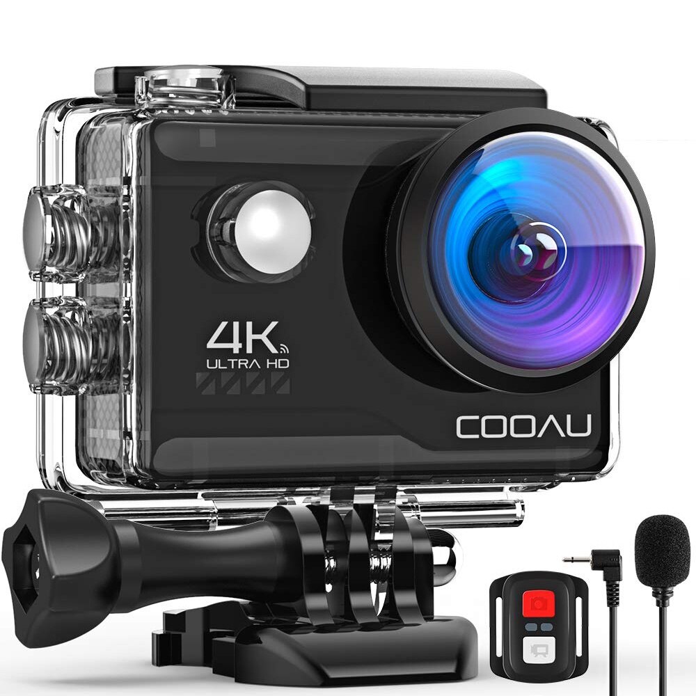 Camera video sport COOAU 4K Ultra HD 20MP, camera pentru casca unghi ...