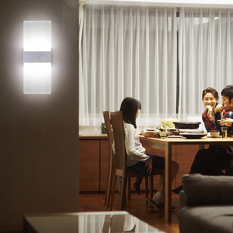 Aplica De Perete Cu Led-Uri Acrilice, 12W, Dreptunghiulara, 220V, 6000K ...