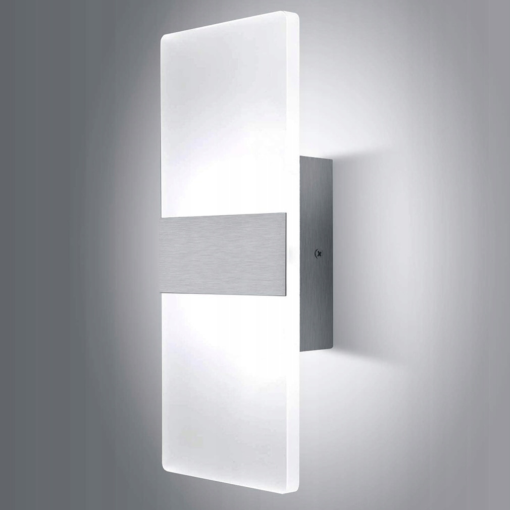 Aplica De Perete Cu Led-Uri Acrilice, 12W, Dreptunghiulara, 220V, 6000K ...