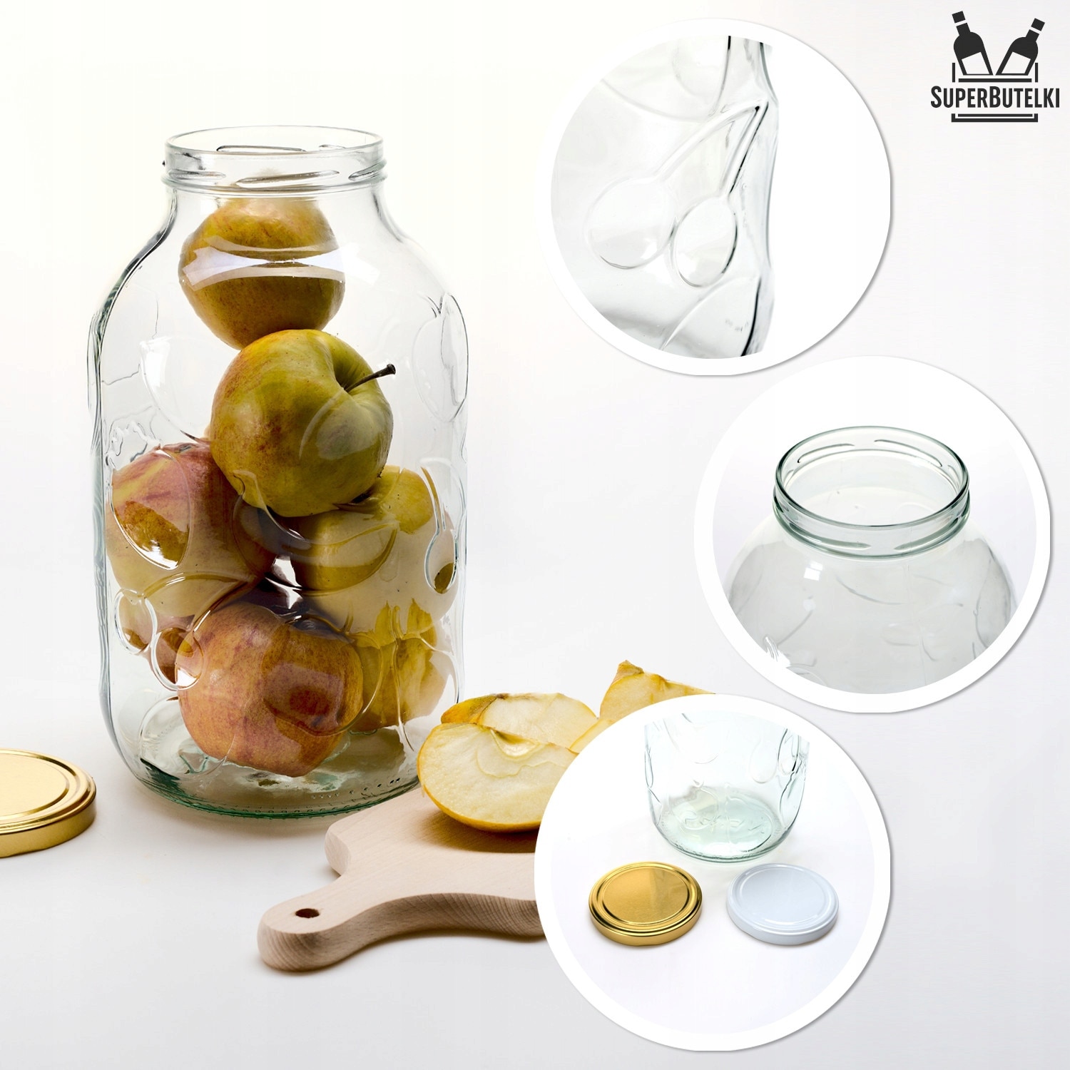 Borcan cu capac cu surub, Superbutelki, sticla/metal, pentru muraturi ...