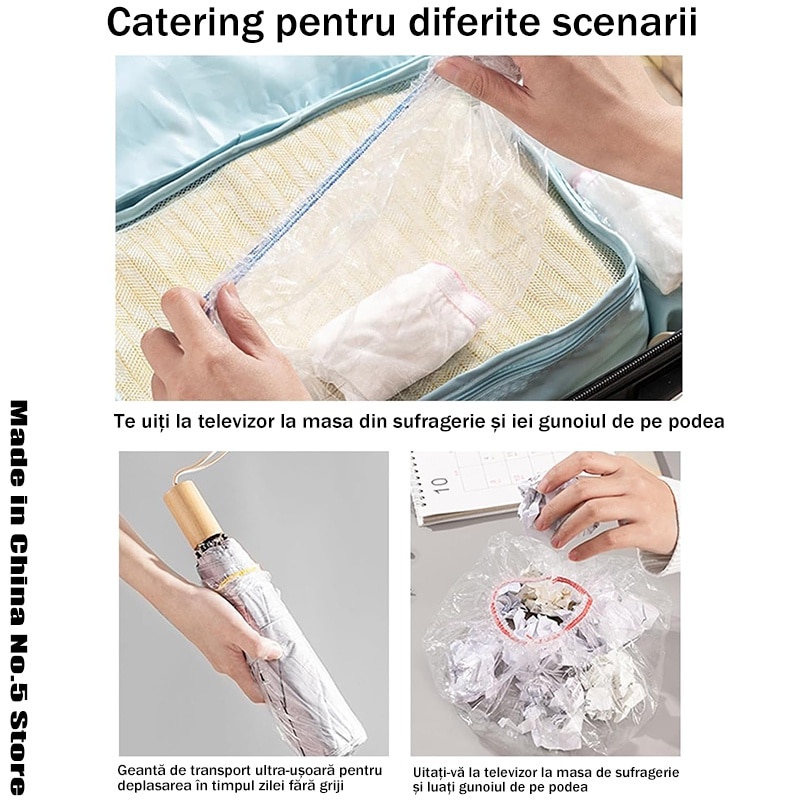 Set 300 pungi alimentare cu elastic, 24 cm diametru, foarte rezistente ...