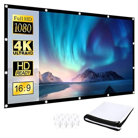 Ecran de proiector de 150 inchi, pentru videoproiector, 16:9 cu ...