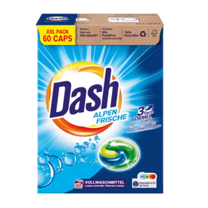 Detergent rufe capsule Dash, alpen frische, 60spalari - eMAG.ro