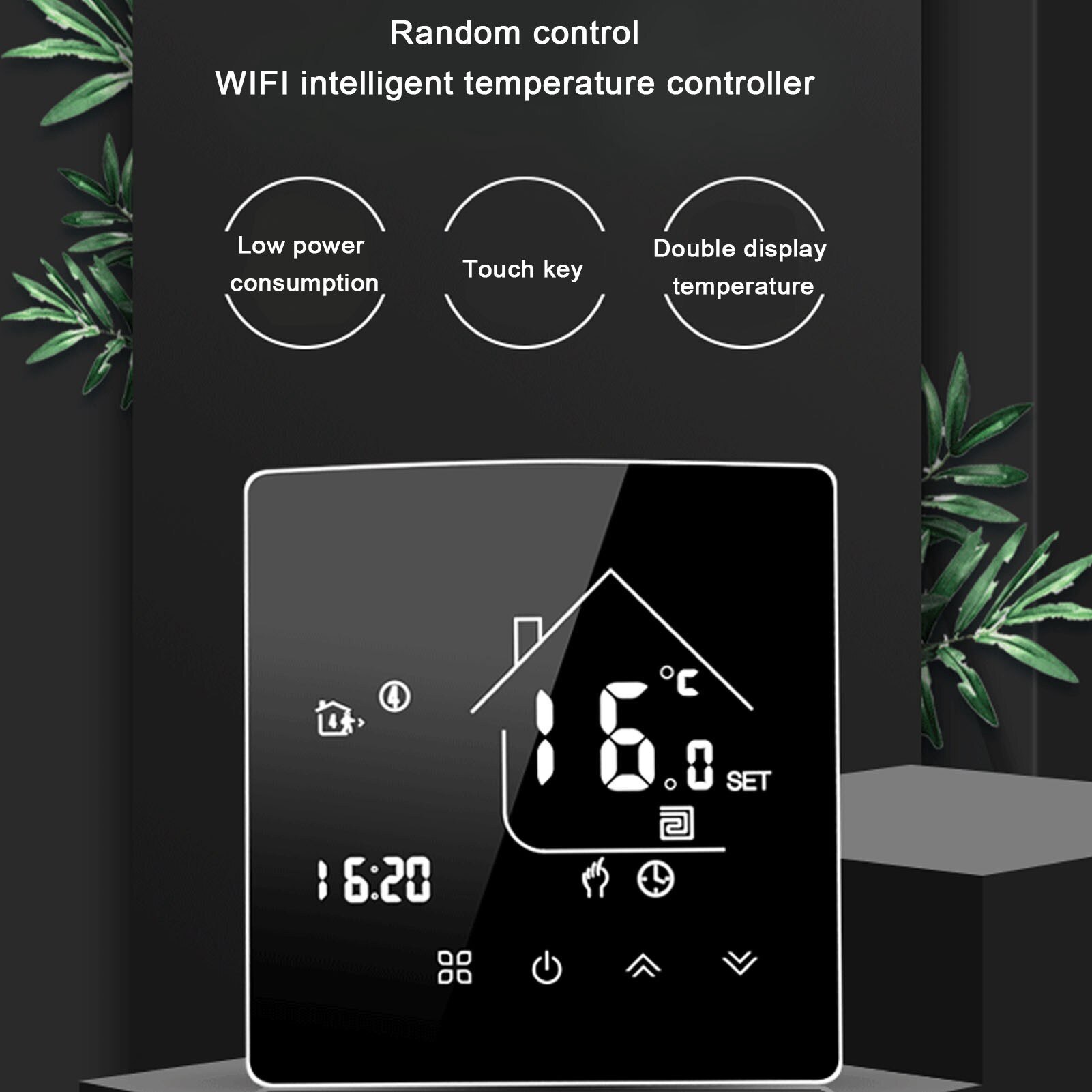 Termostat inteligent WiFi Tovbmup, control prin APP, ecran tactil, 5-60 ...
