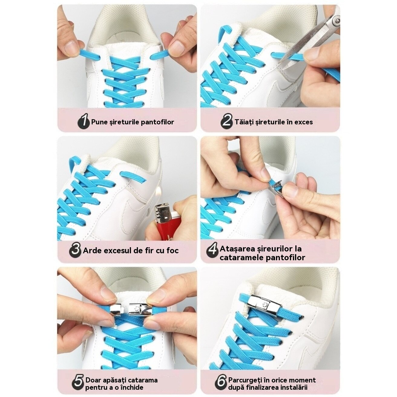Sireturi fara curele BEIUEN®, cap metalic, set 1 pereche, violet - eMAG.ro