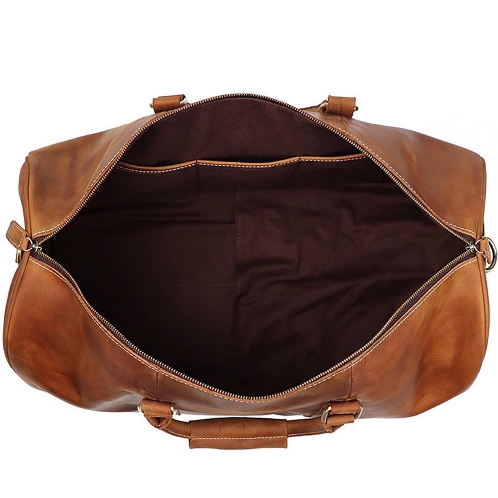 Geanta duffle pentru barbati, pentru voiaj din piele naturala rezistenta la apa si zgirieturi ...