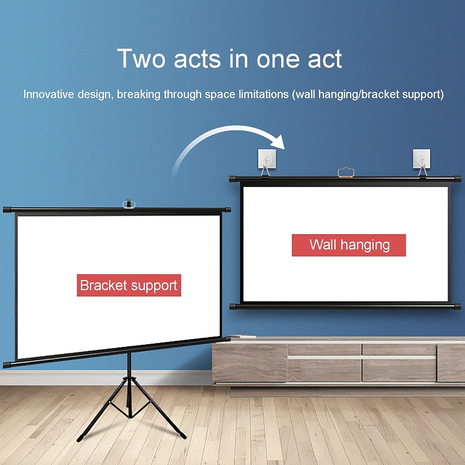 Ecran de proiectie trepied, 84 inchi, MOSMAOO®, 4:3, 4K HD, 1080p, Usor ...