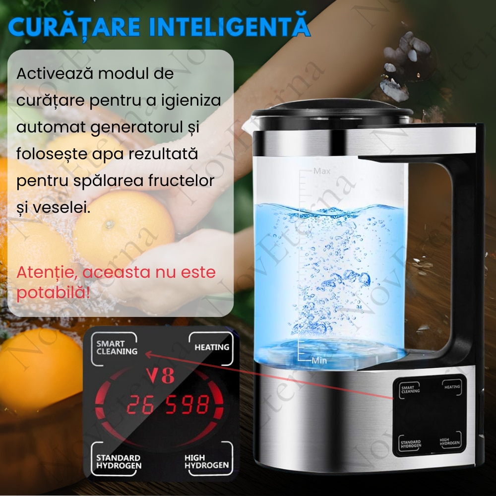 Carafa 2L generatoare de Apa Hidrogenata/Ionizata NovEterna®, LED ...