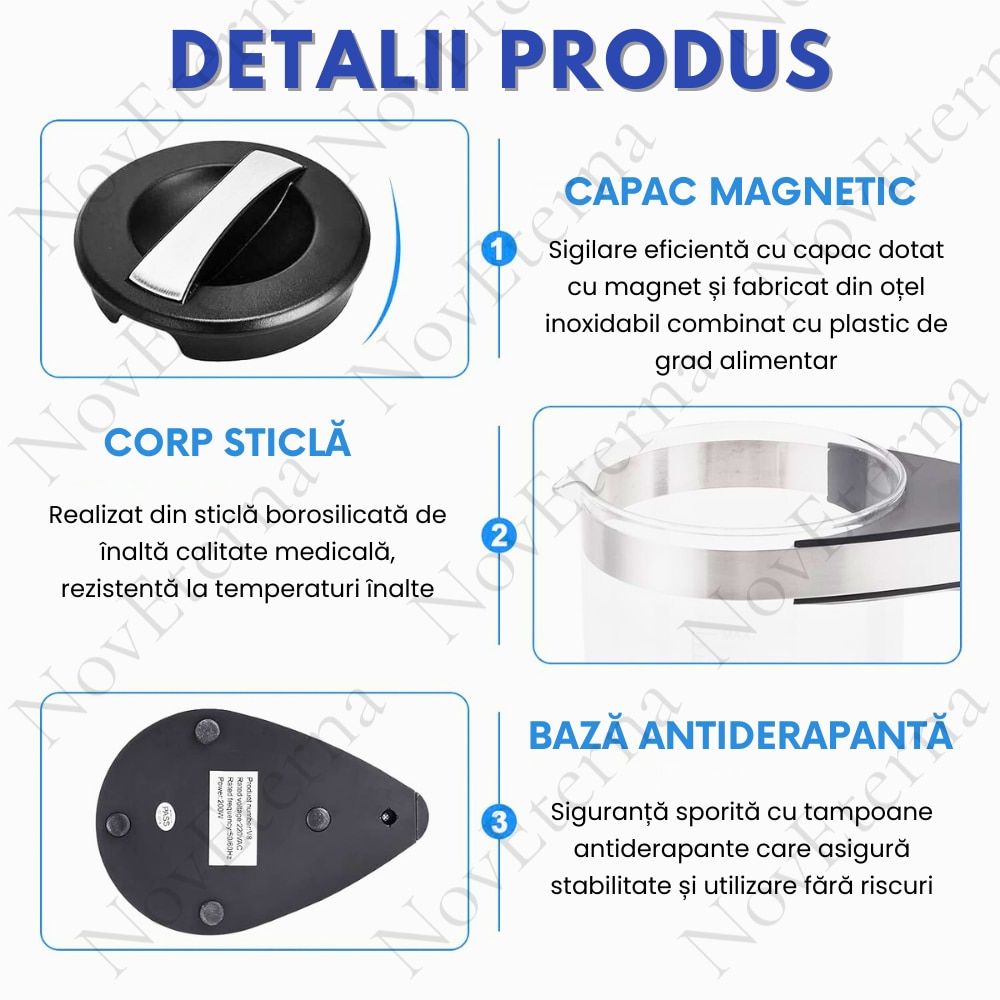 Carafa 2L generatoare de Apa Hidrogenata/Ionizata NovEterna®, LED ...