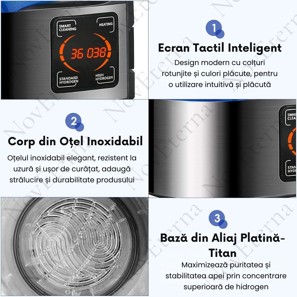 Carafa 2L generatoare de Apa Hidrogenata/Ionizata NovEterna®, LED ...