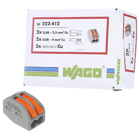 Set 50 cleme (conectori) Wago 2.5mmp 222-412, compact, borna cu arc ...