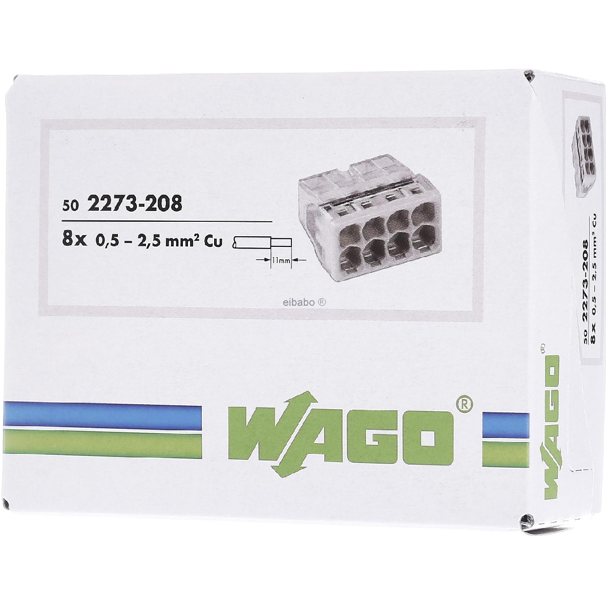 Set 50 cleme (conectori) Wago 2.5 mmp 2273-208, compact, borna cu arc ...