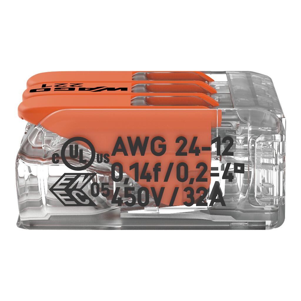 Set 50 cleme (conectori) Wago 4 mmp 221-413, compact, borna cu arc ...
