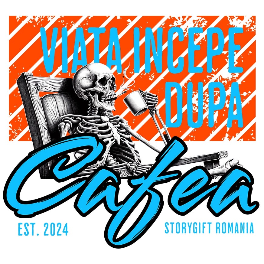 Sticker Viata incepe Dupa Cafea cu Margini Albe, PVC Vinyl 10 cm - eMAG.ro