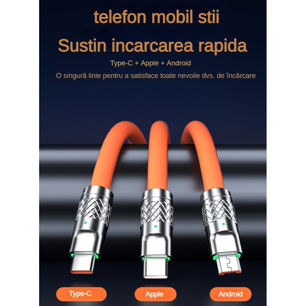 Cablu incarcator USB-C 3in1 MDUG®, 120W, Incarcare rapida, incarcare ...