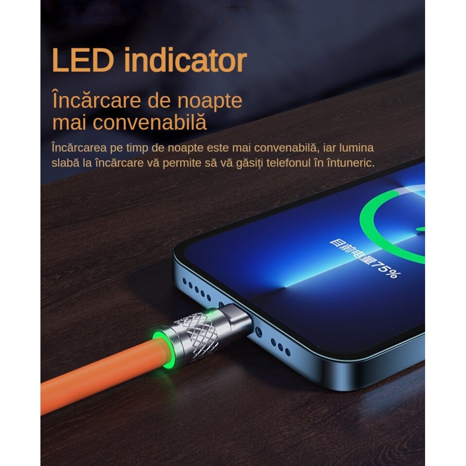 Cablu incarcator USB-C 3in1, 120W, Incarcare rapida, incarcare rapida ...