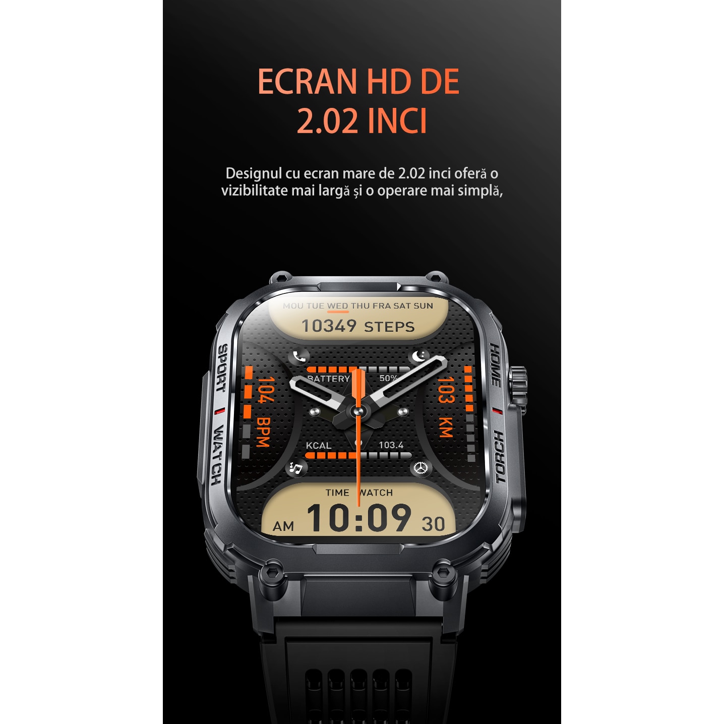 Ceas Smartwatch,, inteligent, fitness, sport, rezistent apa, functie ...