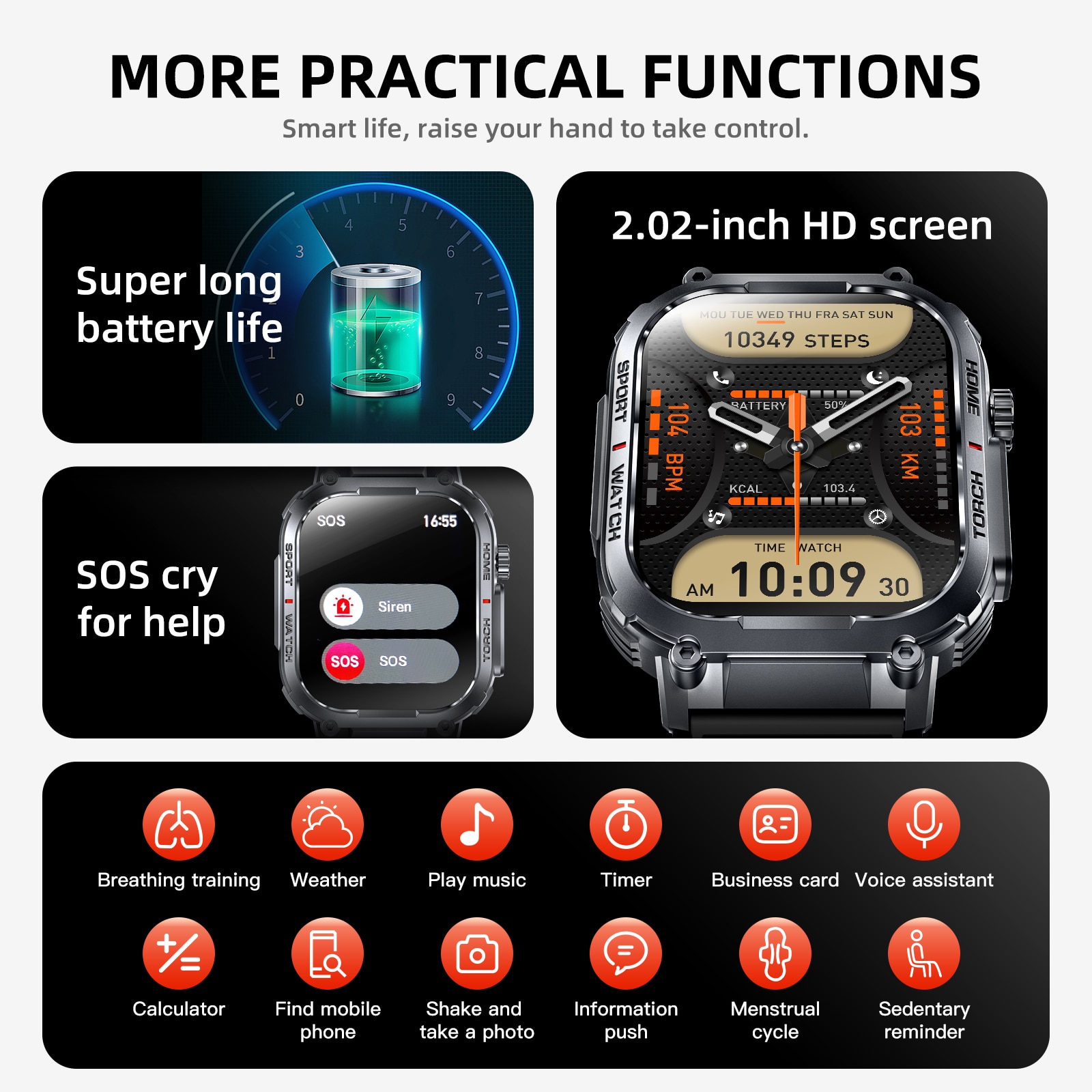 Ceas Smartwatch,, inteligent, fitness, sport, rezistent apa, functie ...