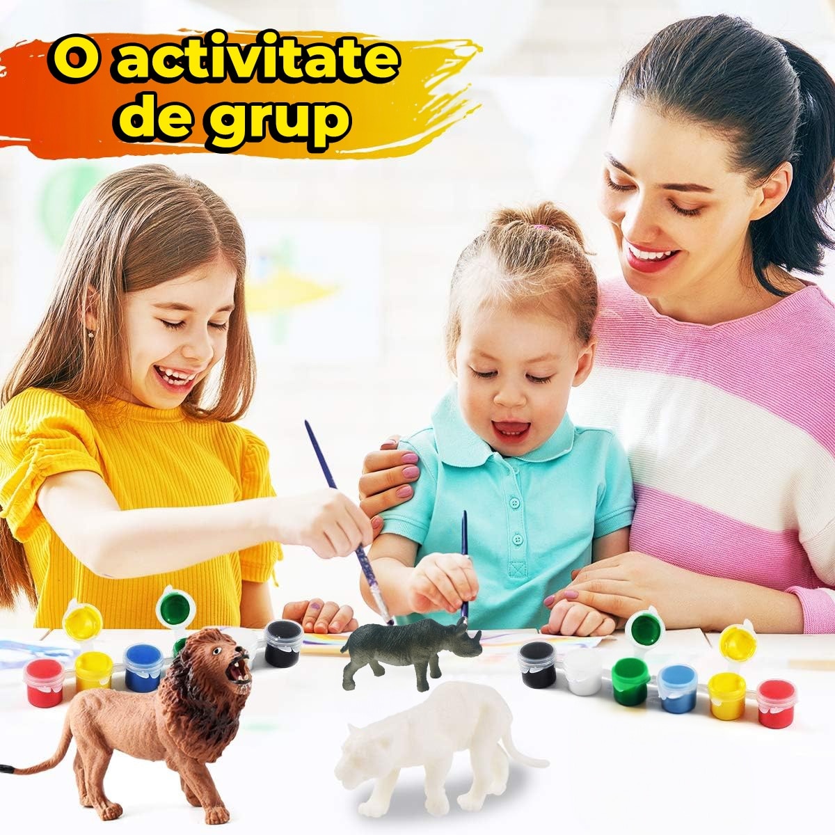 Set de Pictura pentru Copii cu 6 Animale de Colorat – 6 Culori, 3 ...
