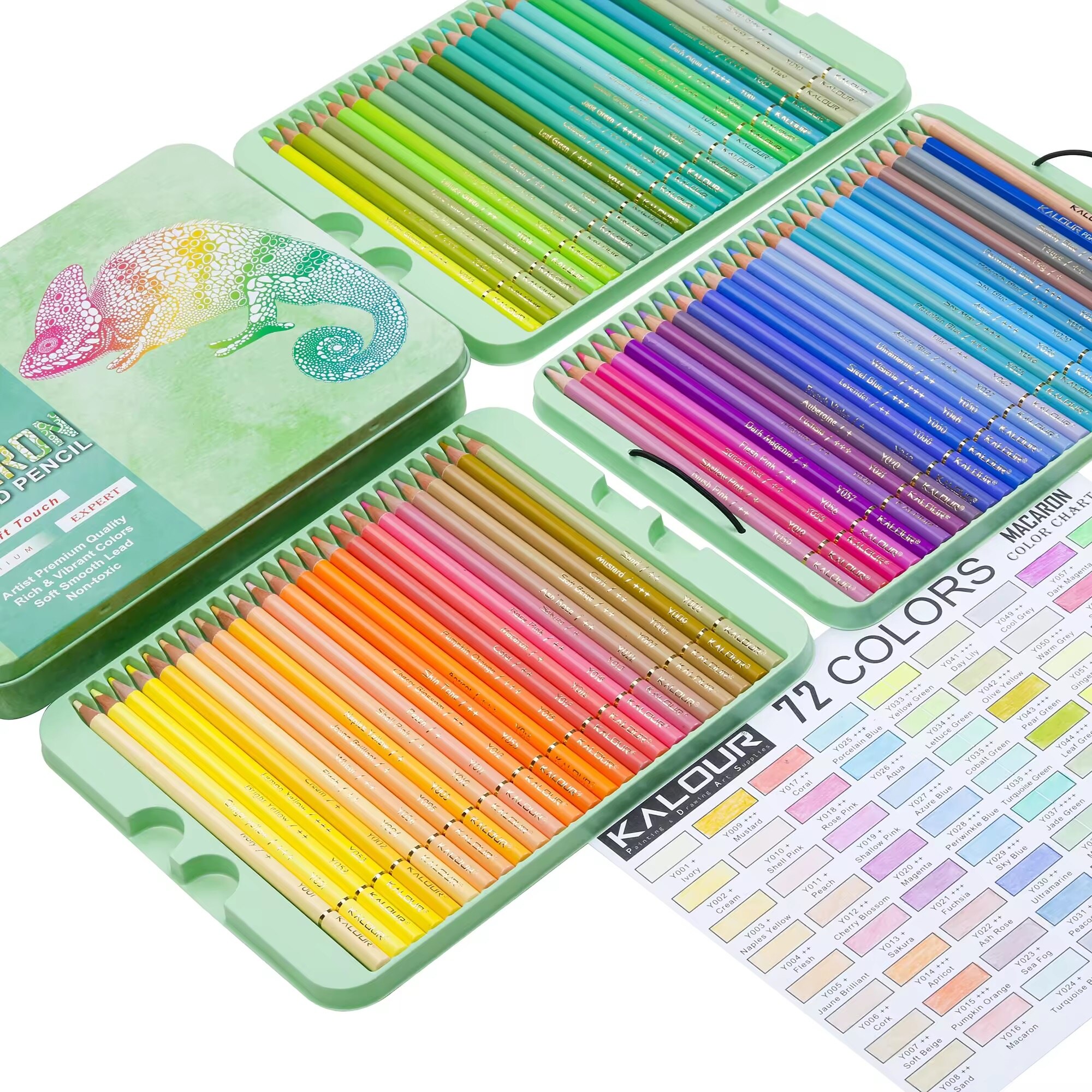 Set de 72+2 creioane colorate pentru desen, culori pastel si 2 carti de ...