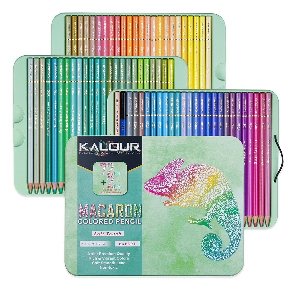 Set de 72+2 creioane colorate pentru desen, culori pastel si 2 carti de ...