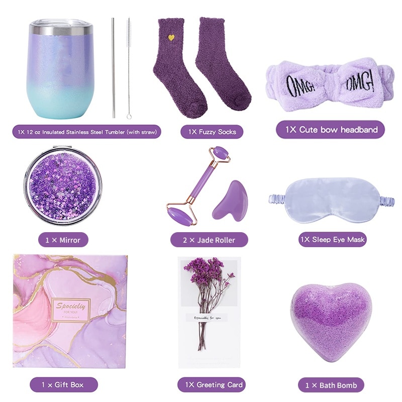 Set cadou spa pentru femei, 10 piese, ceasca, bomba de baie, masca ...