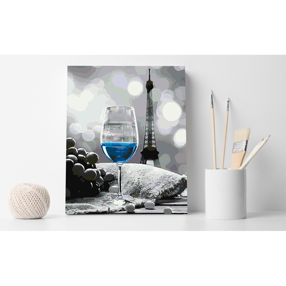 Set pictura pe numere Pahar cu vin 4692, panza bumbac pe rama lemn ...