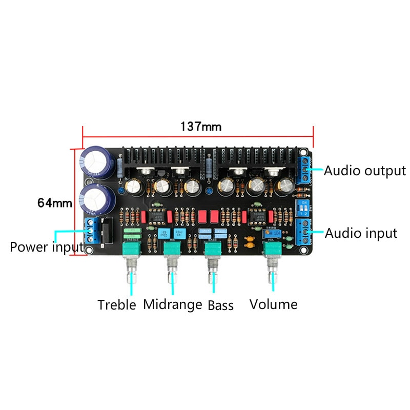 Modul preamplificator pentru reglaj volum inalte, medii si bas, 5532DD ...