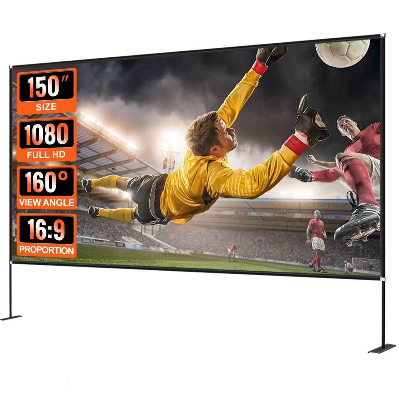 Ecran de proiectie 150 inch, 4K Ultra HD, portabil, 16:9, Material anti ...