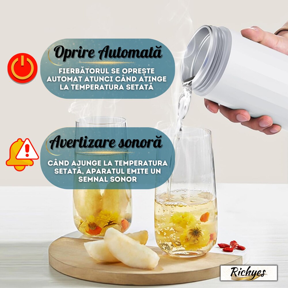 Fierbator Electric Portabil, Tip Termos, 475 ml, 4 Presetari de ...
